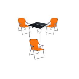 Mojawo Essgruppe 4-teiliges Campingmöbel Set Alu L80xB80xH70cm Orange