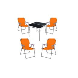 Mojawo Essgruppe 5-teiliges Campingmöbel Set Alu L80xB80xH70cm Orange