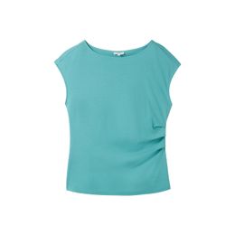 Tom Tailor Damen T-Shirt mit Drappierung, blau, Uni, Gr. XXL