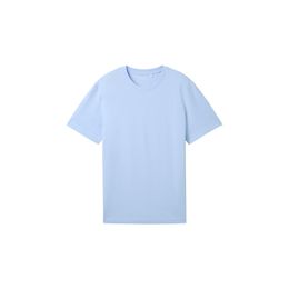 Tom Tailor Herren T-Shirt mit Piqué Struktur, blau, Uni, Gr. XXL