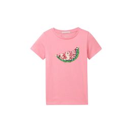 Tom Tailor Mädchen T-Shirt mit Wendepailletten, rosa, Uni, Gr. 92/98
