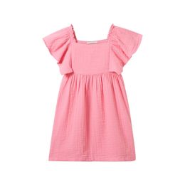 Tom Tailor Mädchen Kleid mit Bio-Baumwolle, rosa, Uni, Gr. 92/98