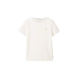Tom Tailor Mädchen Rib T-Shirt, weiß, Print, Gr. 128/134