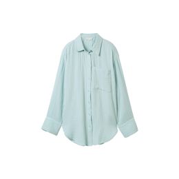 Tom Tailor Damen Musselin Oversized Bluse mit Struktur, blau, Uni, Gr. 36