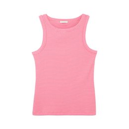 Tom Tailor Damen Gestreiftes Top mit Rippstruktur, rosa, Streifenmuster, Gr. XS