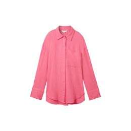 Tom Tailor Damen Musselin Oversized Bluse mit Struktur, rosa, Uni, Gr. 46