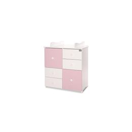 Lorelli Kommode Cupboard 83 x 71 x 96 cm, 4 Schubladen, 2 Türen mit Regalboden pink