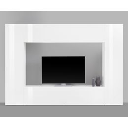 Wohnwand Inosign "Maruska" Kastenmöbel-Sets Gr. B/H/T: 260 cm x 180 cm x 30 cm, weiß (weiß hochglanz) Holzstruktur Wohnwände