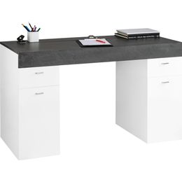 Schreibtisch Inosign "Sliding" Tische Gr. B/H/T: 130 cm x 75 cm x 60 cm, schwarz-weiß (weiß hochglanz, schiefer, schiefer) Schreibtische