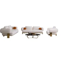 JVmoebel Wohnzimmer-Set Sofagarnitur 2x Dreisitzer Sitzpolster Couch Set 3tlg Design Sofa Neu