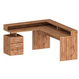 Eckschreibtisch Inosign "NEW SELINA" Tische Gr. B/H/T: 180 cm x 90 cm x 160 cm, mit Aufsatz, braun (wotan oak) Eckschreibtische