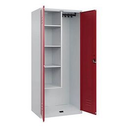 C+P CP Putzmittelschrank Classic PLUS 080100-02 S10001 lichtgrau, rubinrot 80,0 x 50,0 x 185,0 cm, aufgebaut