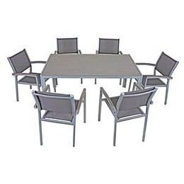 Garden Pleasure Sitzgruppe Grace, grau Kunststoff, Metall, 7-teilig