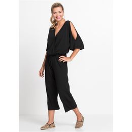 bonprix Jersey-Jumpsuit aus flie&szlig;ender Viskose, schwarz, Gr.36/38 (S), Traumhafter Jumpsuit mit raffinierten Details, aus Viskose