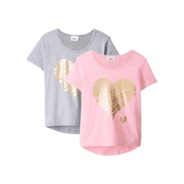 bonprix Mädchen T-Shirt (2er Pack) mit Bio-Baumwolle