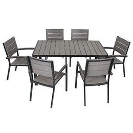 Garden Pleasure Sitzgruppe Olivia, schwarz Kunststoff, Metall, 7-teilig