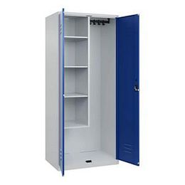 C+P CP Putzmittelschrank Classic PLUS 080100-02 S10003 enzianblau, lichtgrau 80,0 x 50,0 x 185,0 cm, aufgebaut