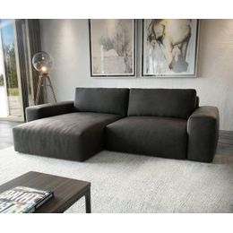 DeLife Ecksofa Lanzo, XL Lederimitat Vintage Anthrazit 270x180 cm Recamiere variabel