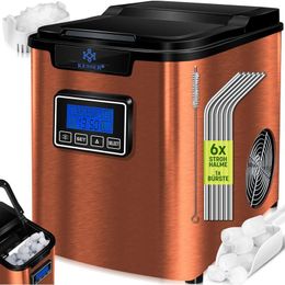 Kesser Eiswürfelbereiter Eiswürfelmaschine Edelstahl 150W Ice Maker 12 kg 24 h 3 Würfelgrößen Zubereitung in 6 min 2.2 Liter Wassertank Kupfer - Kupfer