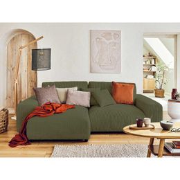 Lisa Design - Garance – ecksofa beidseitig montierbar - 4-sitzer – aus cord - grün