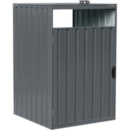 AXI Owen Mülltonnenbox in Metall Anthrazit aus wetterfestem verzinktem Stahl Mülltonnenverkleidung mit Deckel für 1 Tonne - Max. 240L