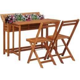 Gartentisch mit Hochbeet und 2 Stühlen - Braun - Prolenta Premium