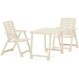3-tlg. Gartenmöbel Set Bistro-Set - Esstisch mit 2 Stühlen Klappbar Kunststoff Weiß BV240085 Bonnevie
