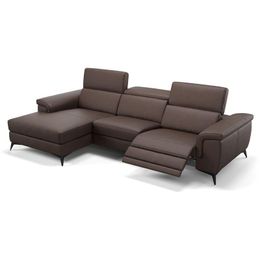 Leder Ecksofa amaro Links Braun s: 264 Breite x 108 Tiefe Füße: Schwarz - Braun - Sofanella