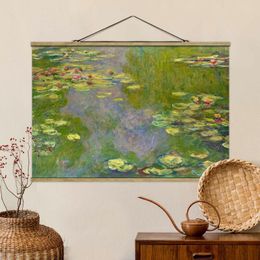 MICASIA Stoffbild mit Posterleisten - Claude Monet - Grüne Seerosen - Querformat 2:3 Größe HxB: 23.5cm x 35cm Material: Eiche
