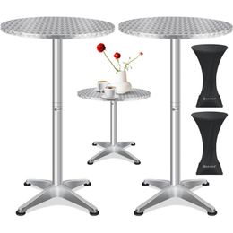 Kesser 2in1 Stehtisch Bistrotisch Aluminium Edelstahlplatte höhenverstellbar 70cm / 115cm Partytisch Tisch In- & Outdoor Hochzeit Empfang Silber / ø 80 cm /