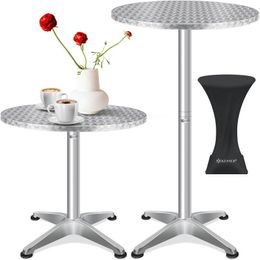 Kesser® 2in1 Stehtisch Bistrotisch Aluminium Edelstahlplatte höhenverstellbar 70cm / 115cm Partytisch Tisch In- & Outdoor Hochzeit Empfang Silber / Ø