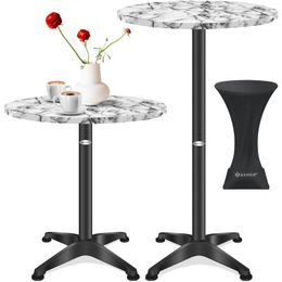 Kesser 2in1 Stehtisch Bistrotisch Aluminium Edelstahlplatte höhenverstellbar 70cm / 115cm Partytisch Tisch In- & Outdoor Hochzeit Empfang Marmor / ø 60 cm /