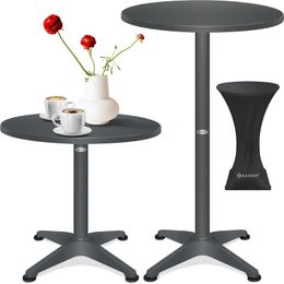 Kesser 2in1 Stehtisch Bistrotisch Aluminium Edelstahlplatte höhenverstellbar 70cm / 115cm Partytisch Tisch In- & Outdoor Hochzeit Empfang Anthrazit / ø 80