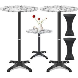 Kesser 2in1 Stehtisch Bistrotisch Aluminium Edelstahlplatte höhenverstellbar 70cm / 115cm Partytisch Tisch In- & Outdoor Hochzeit Empfang Marmor / ø 80 cm /