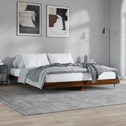MAISONCHIC - Bettgestell, Doppelbett, Schlafzimmerbett Braun Eichen-Optik 200x200 cm Holzwerkstoff LLLA887580
