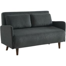 Sweeek - 2-Sitzer-Sofa mit Cordbezug und Holzfüßen, Cord, Dunkelgrau - Dunkelgrau