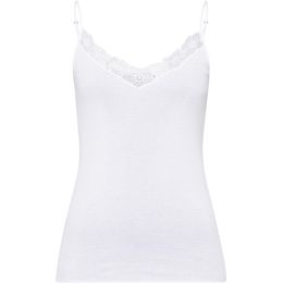 Hanro Naila Unterhemd, Stickerei, V-Ausschnitt, für Damen, weiß, XL
