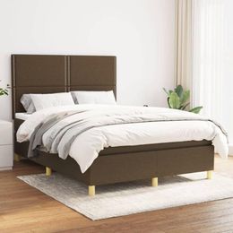 Boxspringbett mit Matratze Dunkelbraun 140x200 cm Stoff Vidaxl Braun