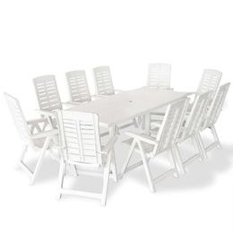 MAISONCHIC 11-tlg. Garten-Essgruppe Gartenmöbel Set Sitzgruppe Kunststoff Weiß DE69235