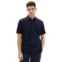 Tom Tailor Freizeithemd, Leinenanteil, Regular Fit, für Herren, blau, XL