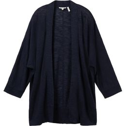 Tom Tailor Strickjacke, Leinenanteil, 3/4-Arm, für Damen, blau, M