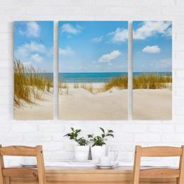 MICASIA Leinwandbild 3-teilig - Strand an der Nordsee - Triptychon Größe HxB: 100x40cm 100x75cm 100x40cm