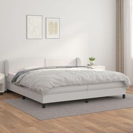 MAISONCHIC Boxspringbett mit Matratze Doppelbett Bett für Schlafzimmer Weiß 200x200 cm Kunstleder DE69047