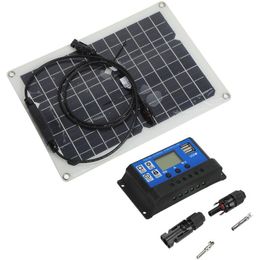 Eosnow - 15 w 18 v Solarzellen-Panel, monokristallines Solarpanel, tragbares Solarpanel-Set für Auto, Boot (Solar + 30 a Controller)