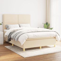 Boxspringbett，Doppelbett mit Matratze Creme 140x200 cm Stoff vidaXL