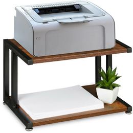 Relaxdays - Druckerständer, Schreibtischaufsatz für Drucker, hbt: 28 x 44 x 28 cm, Industrial Design, dunkelbraun/schwarz