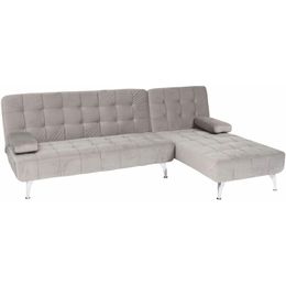 Schlafsofa HHG 729, Couch Ecksofa Sofa, Liegefläche links/rechts Schlaffunktion 236cm Samt grau - grey
