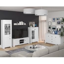 Lomadox Wohnzimmer Möbel Komplett Set, 5-teilig, in weiß LANA-131 - weiß