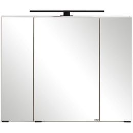 Lomadox Spiegelschrank 80 cm mit LED-Aufbauleuchte in weiß MARLING-03, b/h/t ca. 80/64/20 cm - weiß
