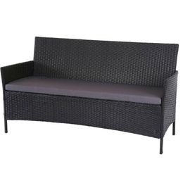 HHG Neuwertig] 3-Sitzer Poly-Rattan Gartenbank Hamar, Sitzbank anthrazit, Kissen anthrazit - black